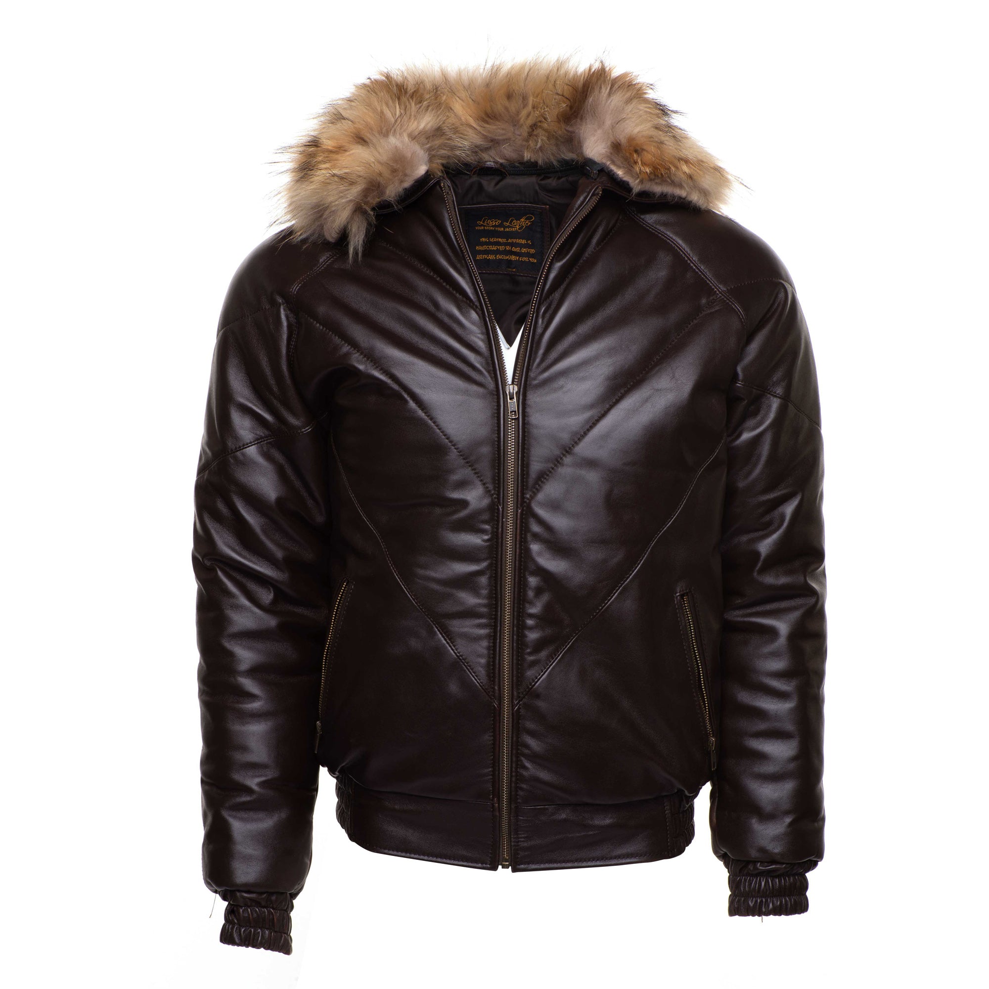 Buy Custom Handmade Real Leather Jacket With Fur Collar – Lusso Leather