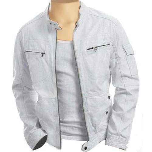 Mens White bomber jacket – Lusso Leather