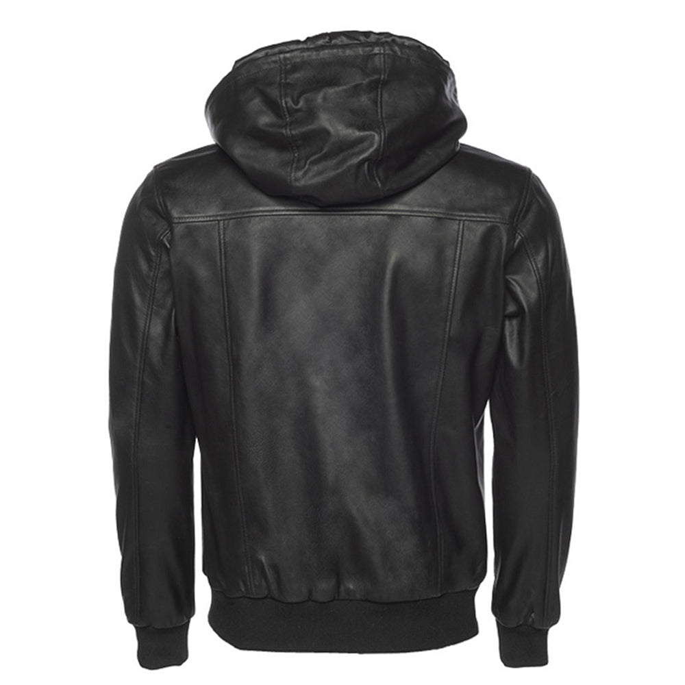 Jayden Black Leather Jacket Hoodie – Lusso Leather