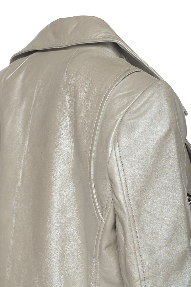Women's metallic silver leather jacket, silver faux leather jacket ...