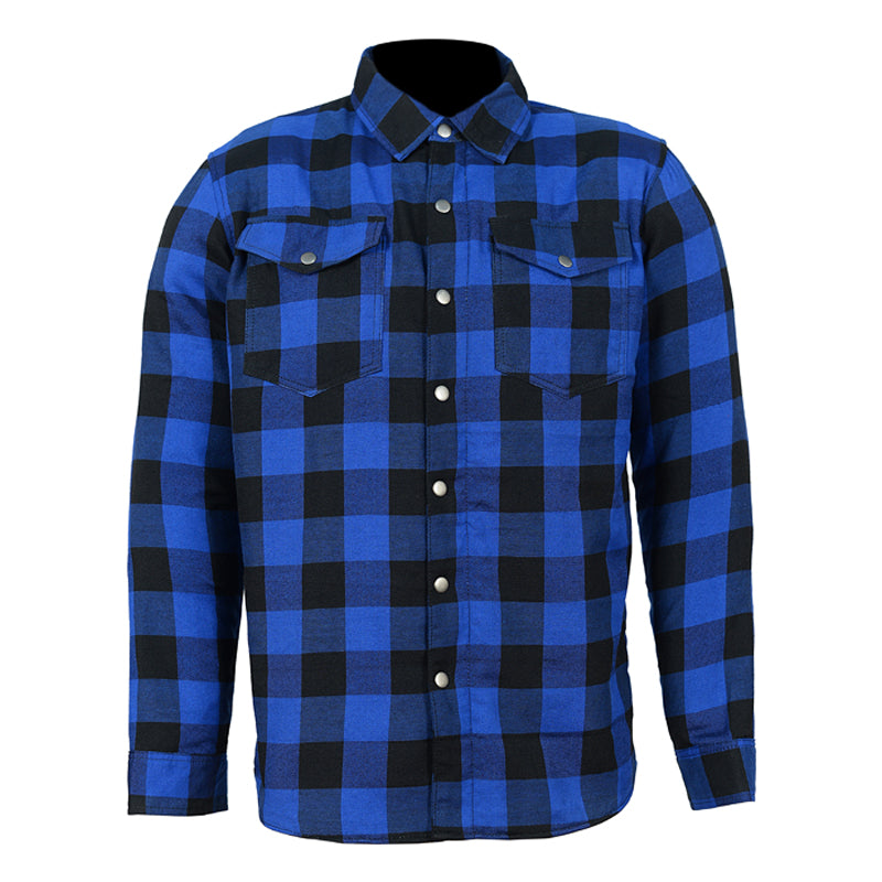 Blue Moto Rider armored motorcycle flannel shirt – Lusso Leather