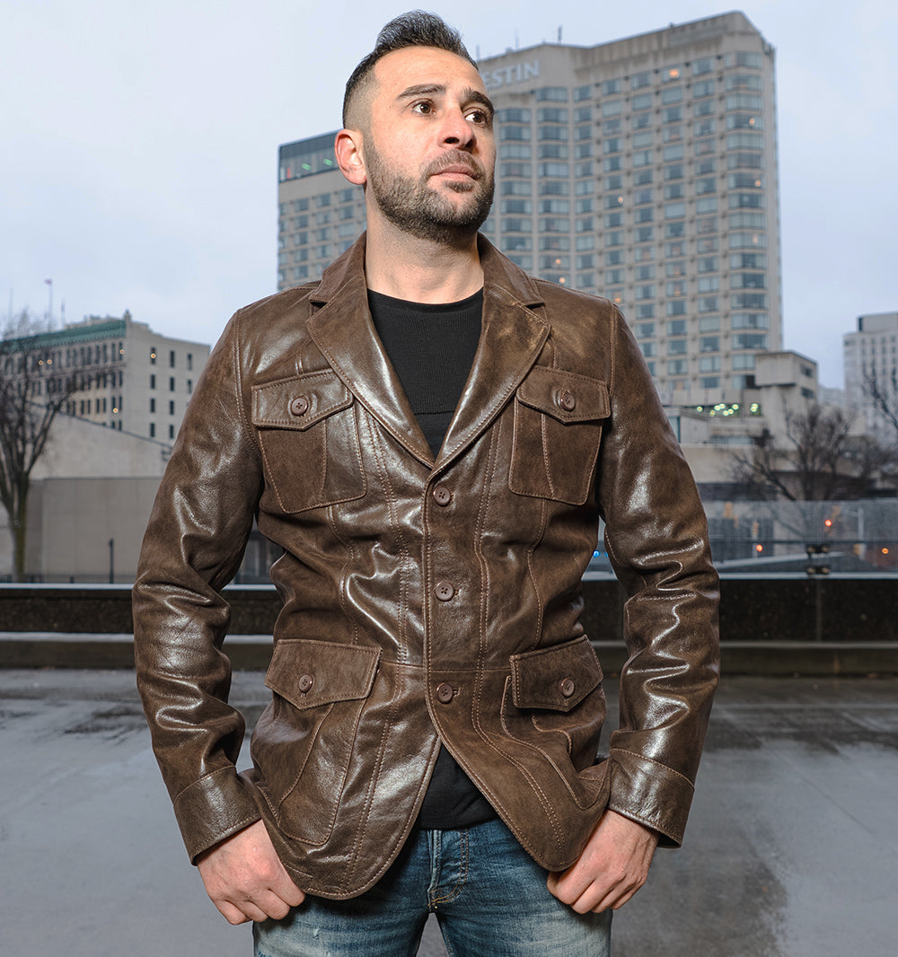 Jules Vintage Copper Safari coat blazer – Lusso Leather