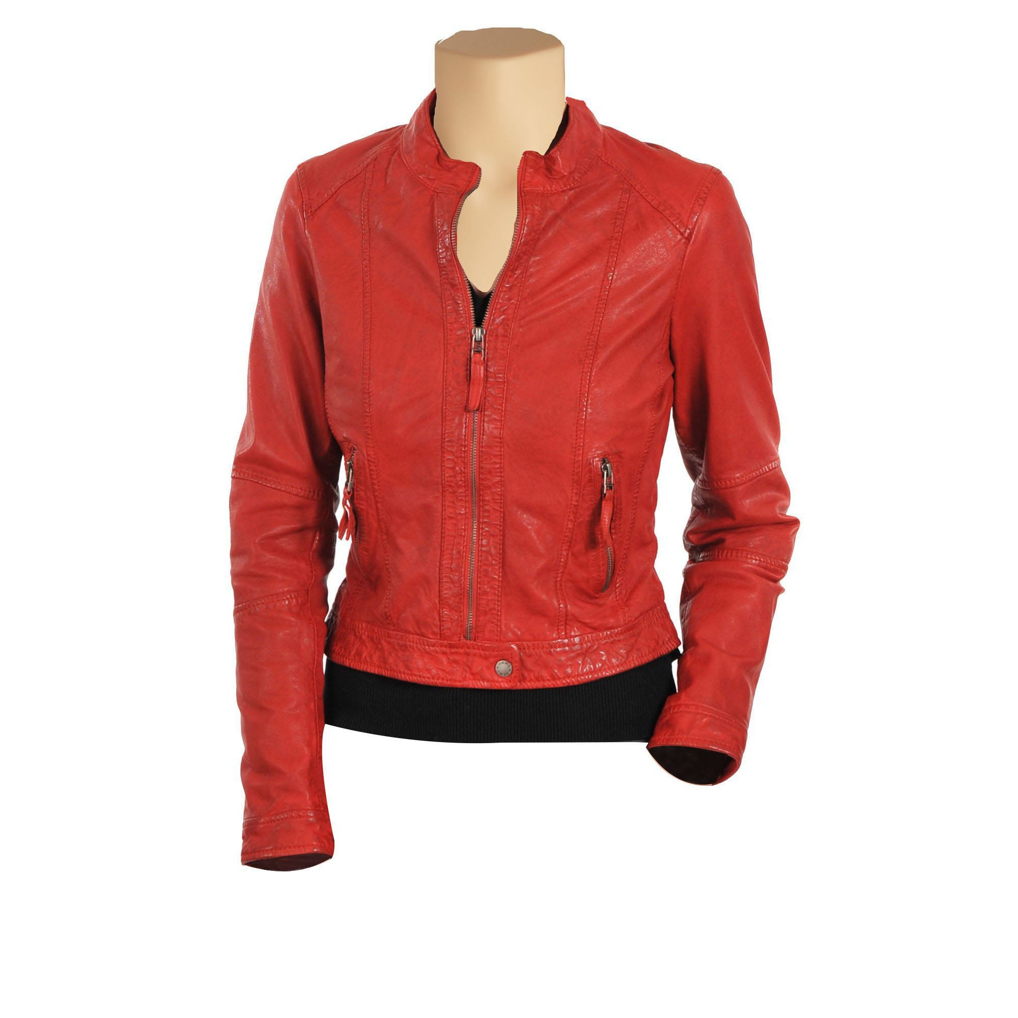 Women’s Red Moto Style Leather Jacket, Biker Jackets for Women – Lusso ...