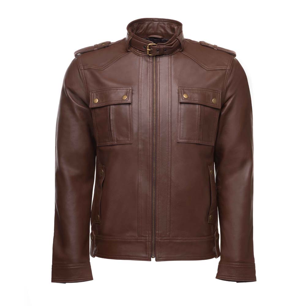 Brown leather jacket with collar belt, leather jacket styles – Lusso ...