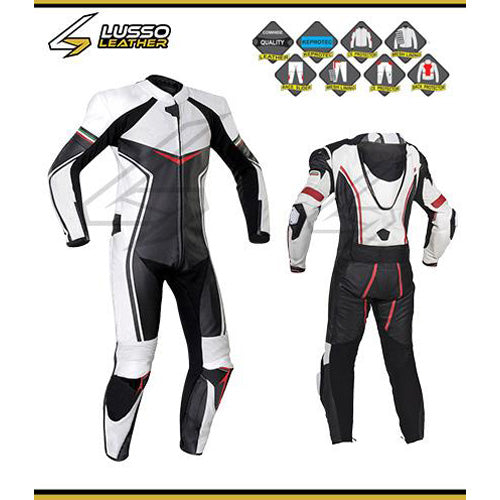 Witt's white, black and red motorcycle leather suit – Lusso Leather