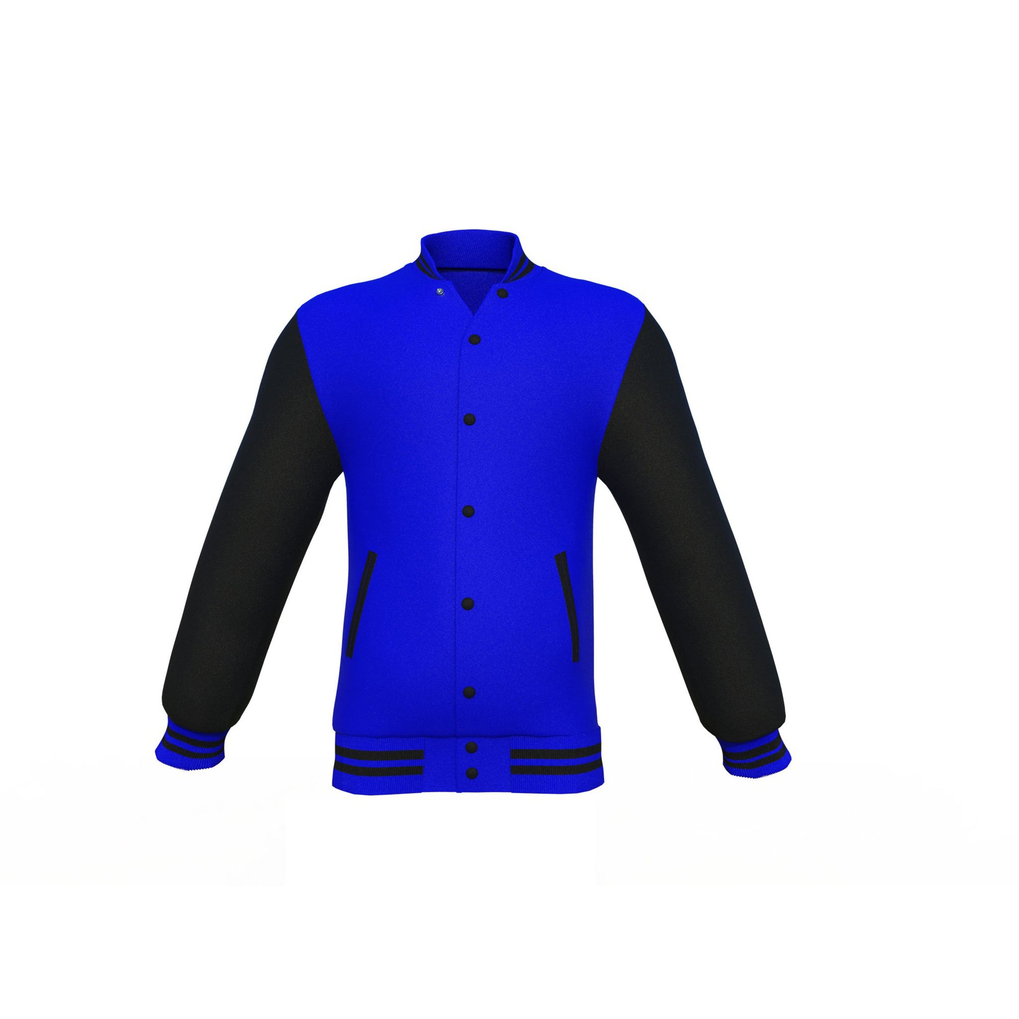 Blue Varsity Letterman Jacket with Black Sleeves – Lusso Leather
